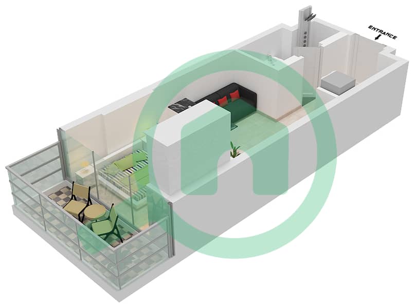 Floor plans for Type 1B Studio Apartments in Azizi Riviera 28 | Bayut Dubai