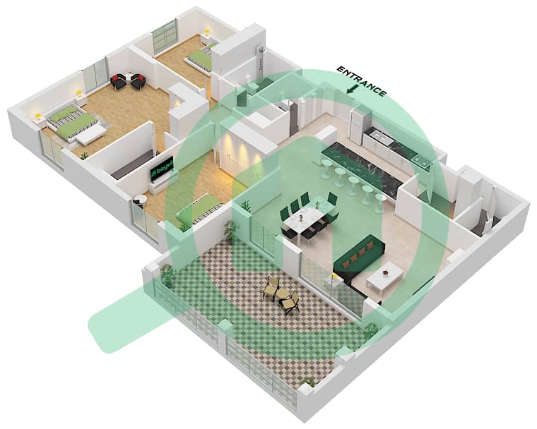 Floor plans for Type/unit 1 / UNIT 6 FLOOR 6 3-bedroom Apartments in La ...