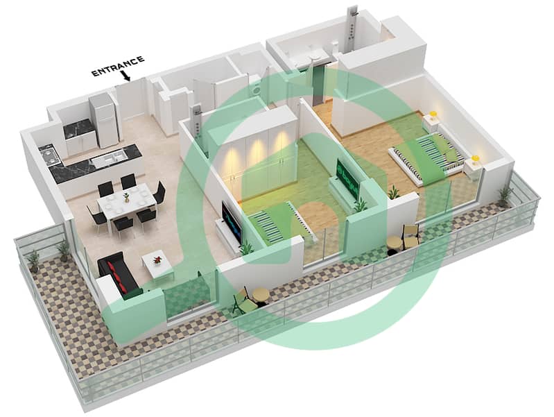 Floor plans for Type/unit 3A / UNIT 3 FLOOR 1 2-bedroom Apartments in ...