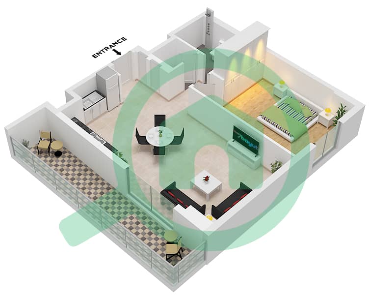 Floor plans for Type/unit 6A / UNIT 7 FLOOR 1 1-bedroom Apartments in ...