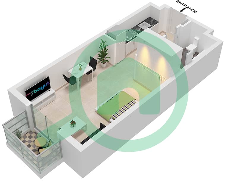 Floor plans for Type A1 Studio Apartments in Granada | Bayut Abu Dhabi