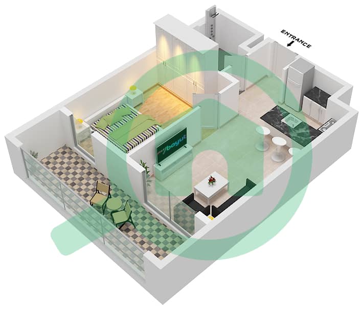 Floor plans for Type/unit B / UNIT X21JBG 1-bedroom Apartments in RA 1 ...