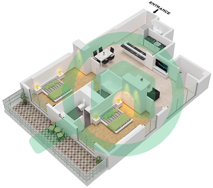 Floor plans for Unit 5 FLOOR 11 2-bedroom Apartments in Elite Downtown ...