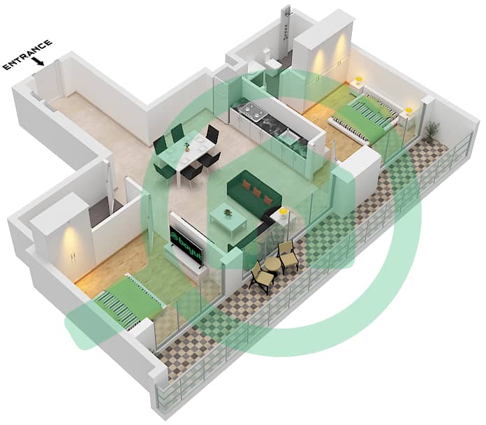 Floor plans for Type 2A FLOOR 10,20 2-bedroom Apartments in Studio One ...