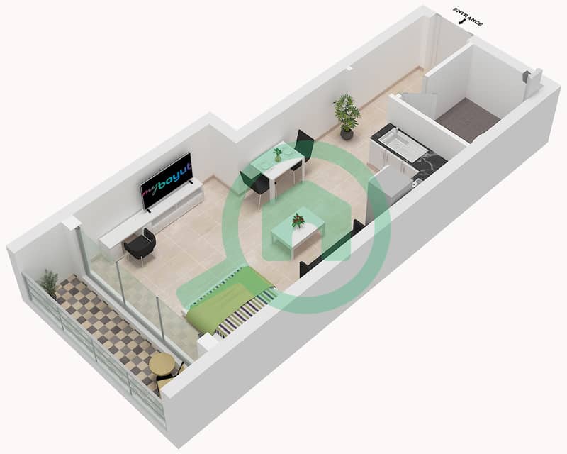 Floor plans for Type 31 Studio Apartments in Pantheon Boulevard | Bayut ...