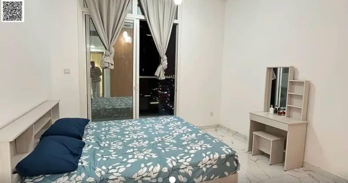 Two rooms and a hall with furniture, with 3 balconies, a gym, a swimming pool, and 2 parking ...