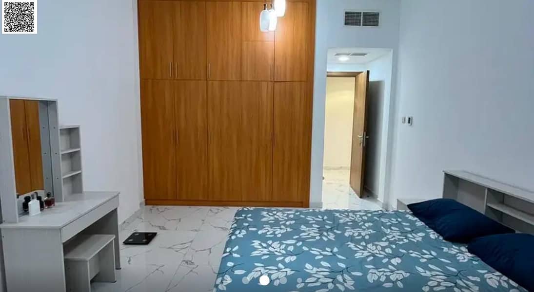 Two rooms and a hall with furniture, with 3 balconies, a gym, a swimming pool, and 2 parking ...