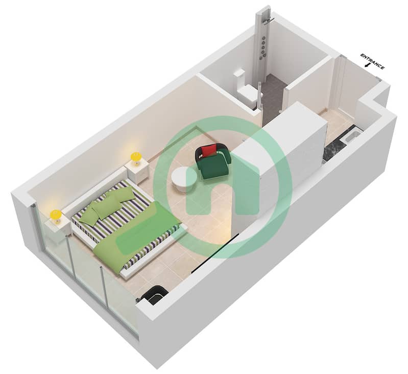 Floor plans for Type 05 Studio Apartments in Terra Tower | Bayut Dubai