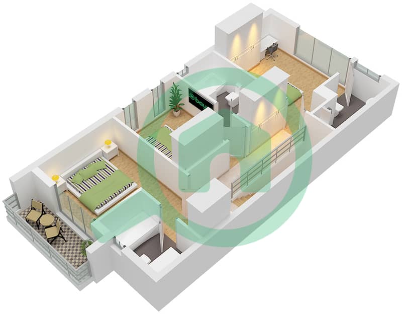 Floor plans for Type R2-EE 3-bedroom Villas in Primrose | Bayut Dubai