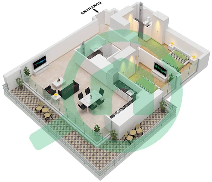 Floor plans for Unit 03 FLOOR 23 2-bedroom Apartments in Creek Waters ...