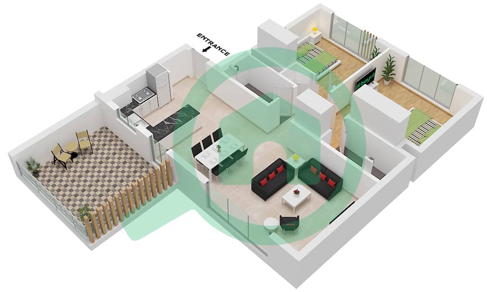 Floor plans for Type 2B FLOOR FIRST 2-bedroom Apartments in The ...