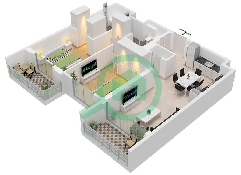 Floor plans for Type/unit 5A/UNIT 3,5 FLOOR PODIUM 2-bedroom Apartments ...