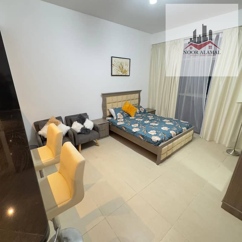 Dubai, Al Furjan, furnished studio apartment with hotel-style ...