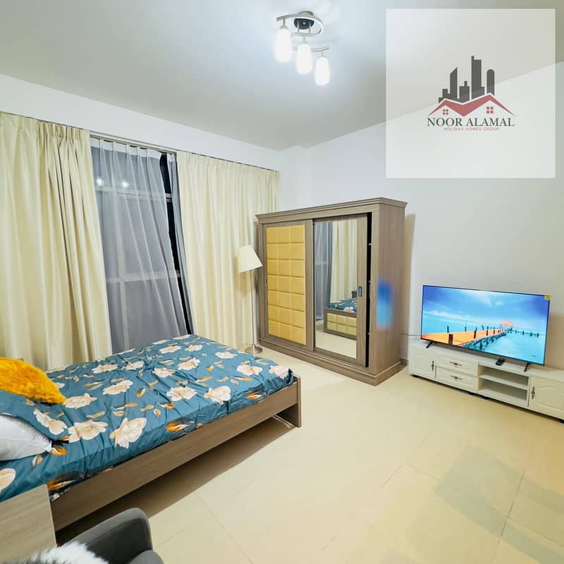 Dubai, Al Furjan, furnished studio apartment with hotel-style ...