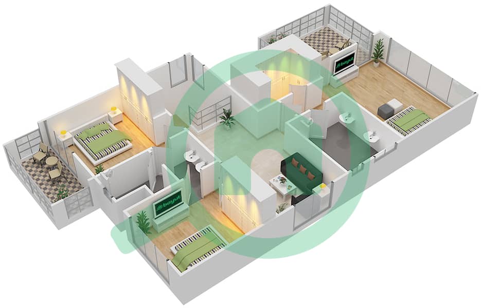 Floor plans for Type 3 4-bedroom Villas in Sidra 2 | Bayut Dubai