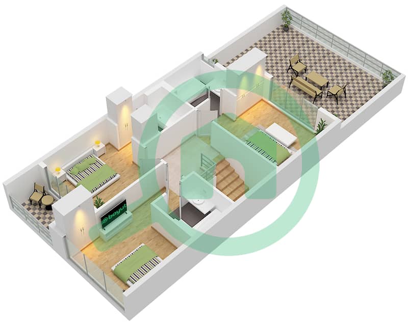 Floor plans for Type R2-M14-1 3-bedroom Villas in Janusia | Bayut Dubai