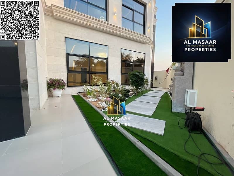 Modern villa on a corner lot with a large setback, garden, and roof ...