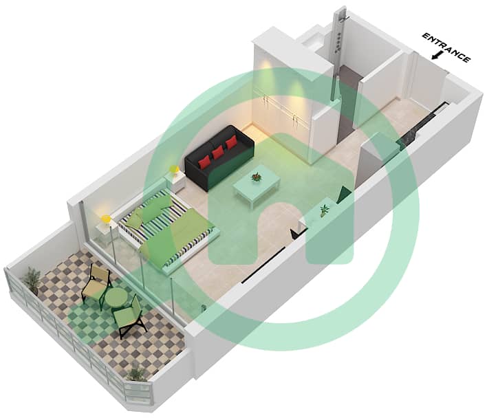 Floor plans for Type A4 Studio Apartments in Coventry Gardens 2 | Bayut ...