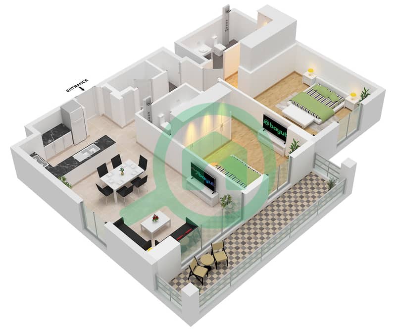 Floor plans for Type/unit 1 / UNIT 1 FLOOR 1 2-bedroom Apartments in La ...